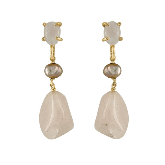 ROSE QUARTZ BRONZE EARRING – Julie Cohn Design
