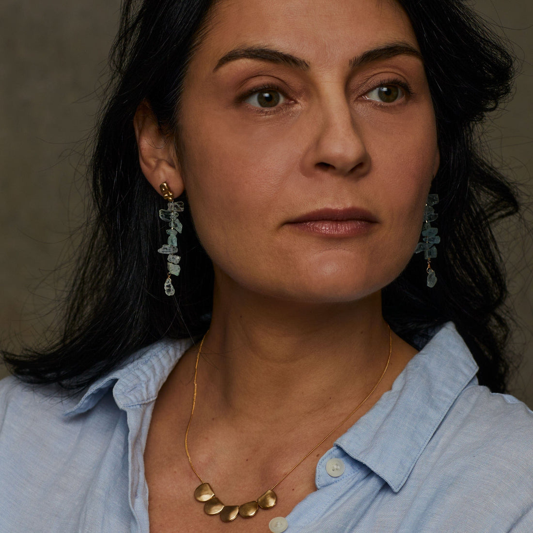 PETITE ORE BRONZE AQUAMARINE EARRING – Julie Cohn Design