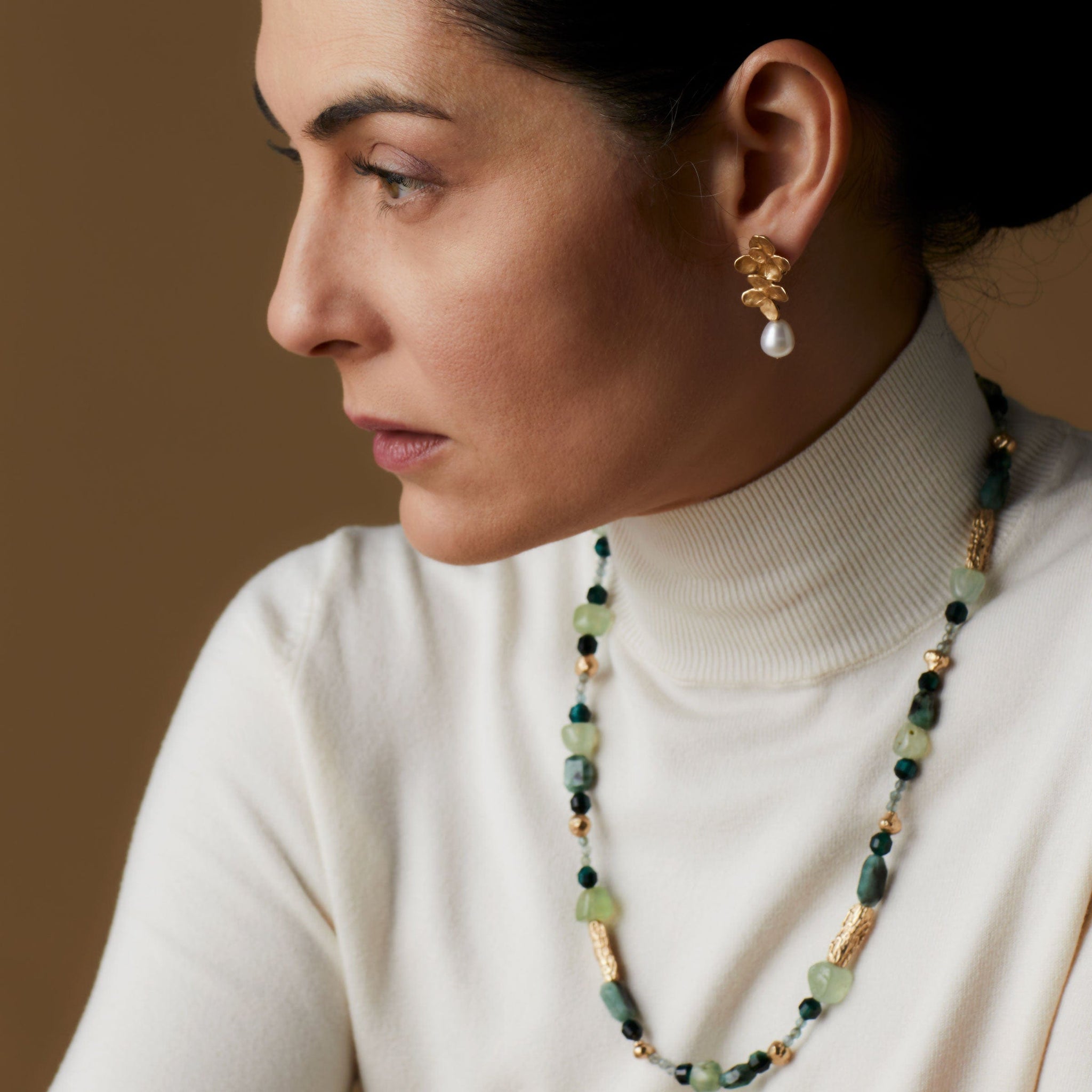 HYDRANGEA BRONZE PEARL EARRINGS – Julie Cohn Design